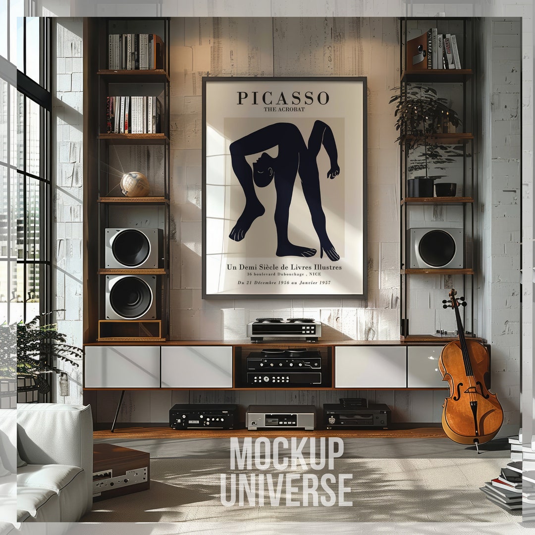 Music Room Wall Art Frame Mockup, Modern Meloman Artwork Display, Extra ...