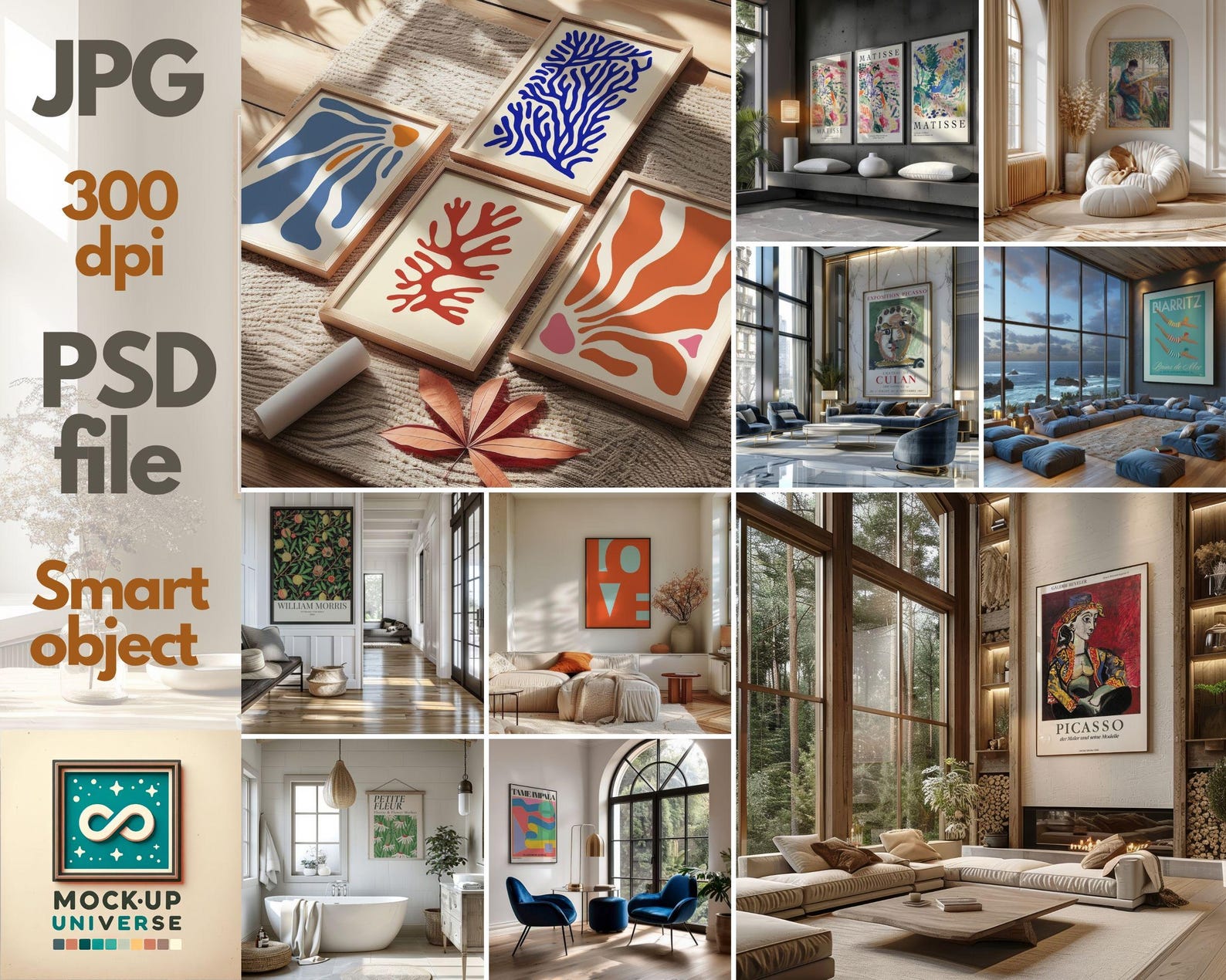 Frame Mockup Mega Bundle, Wall Art Mockup Set of 200, Modern Canvas ...