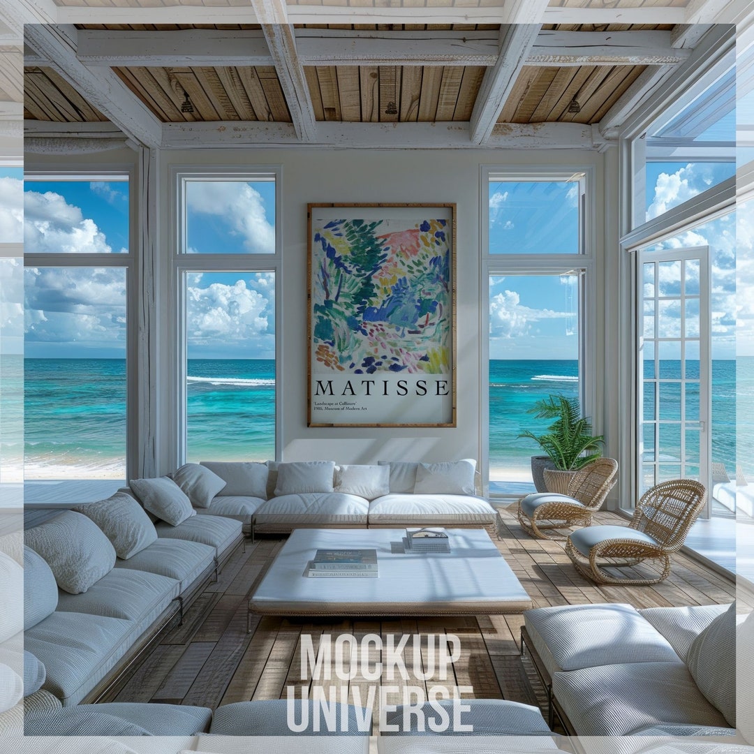 Coastal Home Frame Mockup, Beach House Large Wall Art Display, White ...