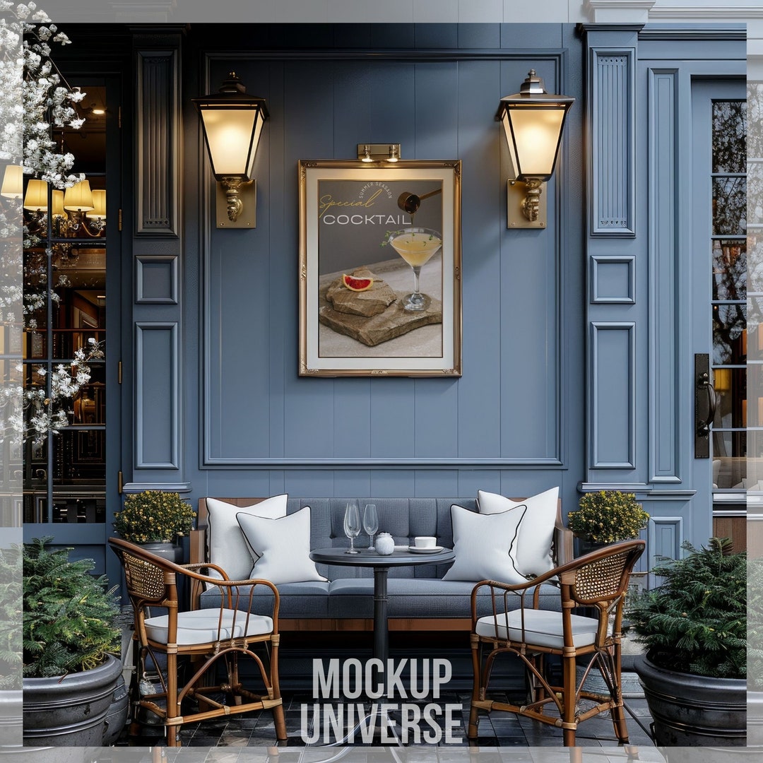 Luxury Cafe Frame Mockup for Art, Gold Framed Canvas Mockup, Restaurant ...