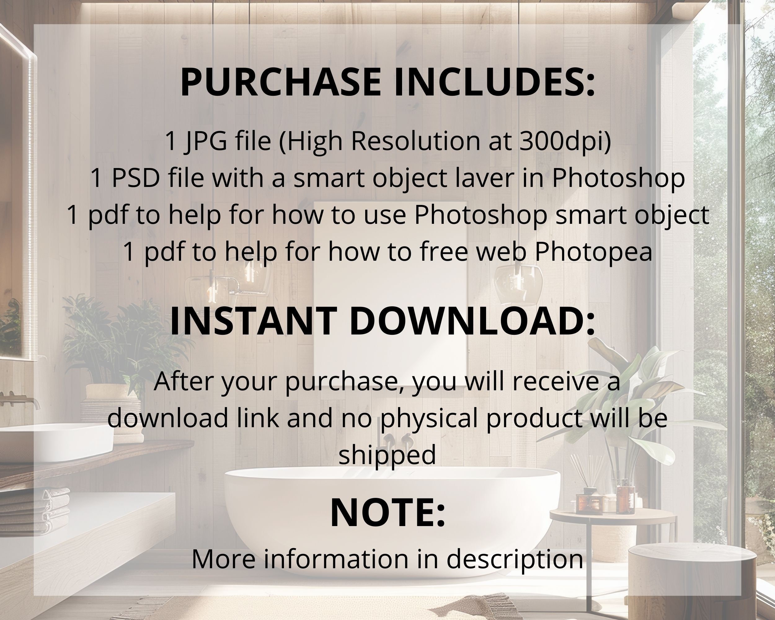 Farmhouse SPA Bathroom Frame Mockup, Minimal Bathtub Artwork Display ...