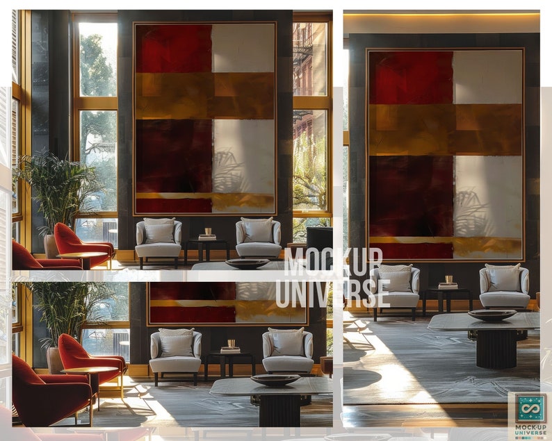 Luxury Hotel Lobby Wall Art Frame Mockup, Large Vertical Frame Template ...