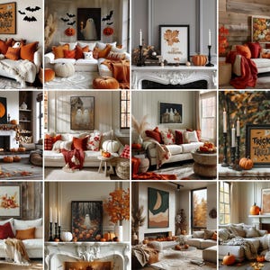 Fall & Halloween Frame Mockups Bundle, Autumn Wall Art Mockup Set ...