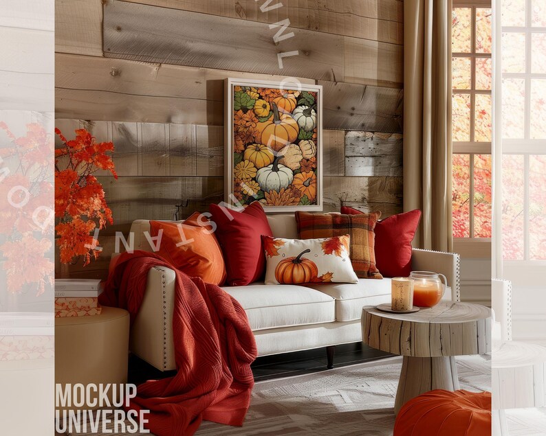 Fall & Halloween Frame Mockups Bundle, Autumn Wall Art Mockup Set ...