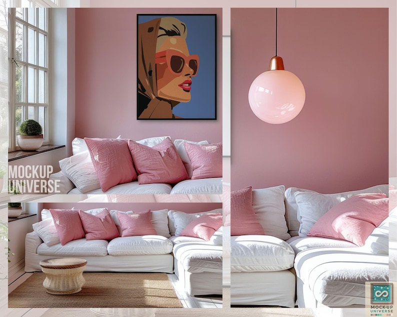 Pink Wall Art Frame Mockup: Feminine Interior (PSD) - Etsy