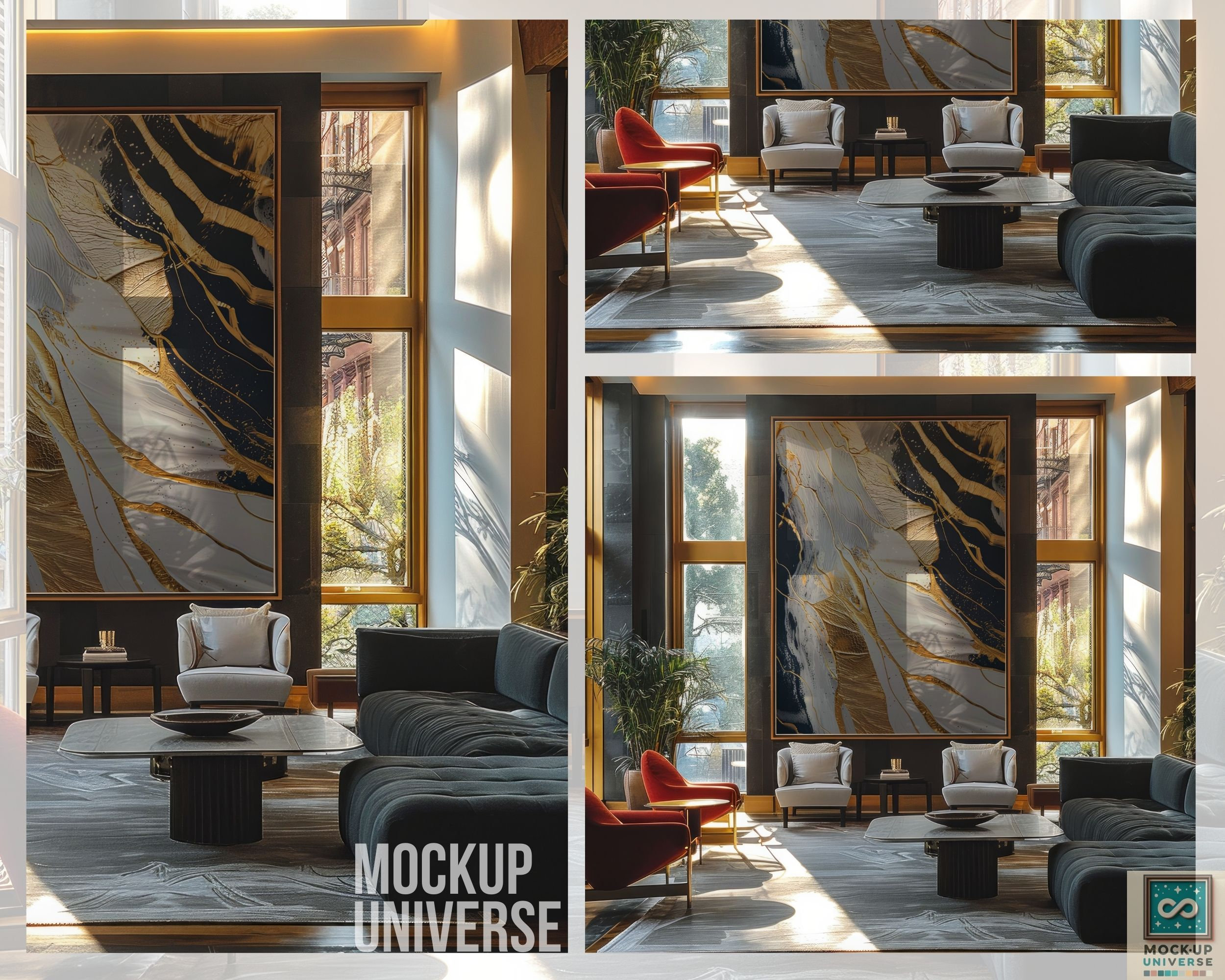 Luxury Hotel Lobby Wall Art Frame Mockup, Large Vertical Frame Template ...