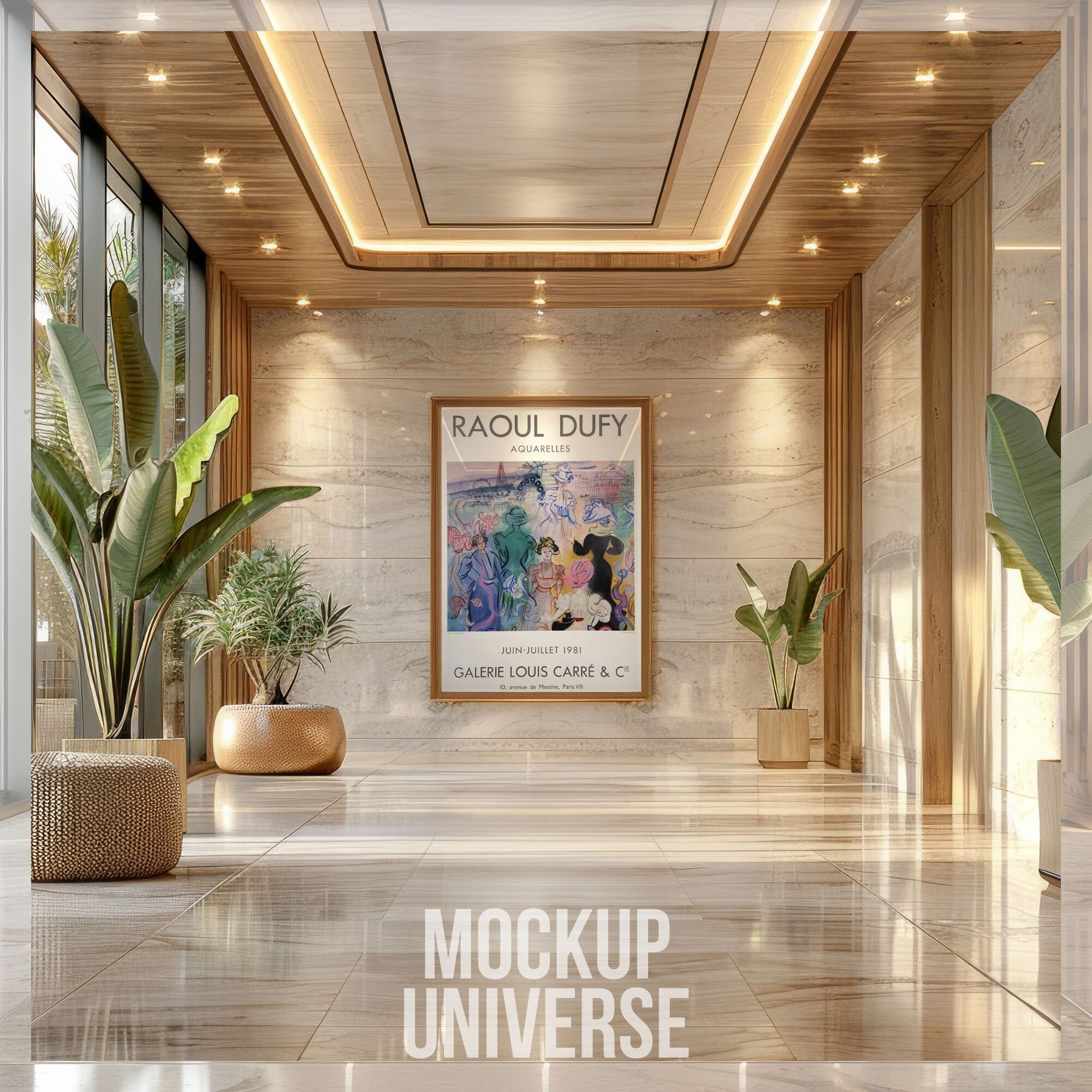Luxury Hallway Wall Art Frame Mockup, Extra Large Gold Frame Template ...