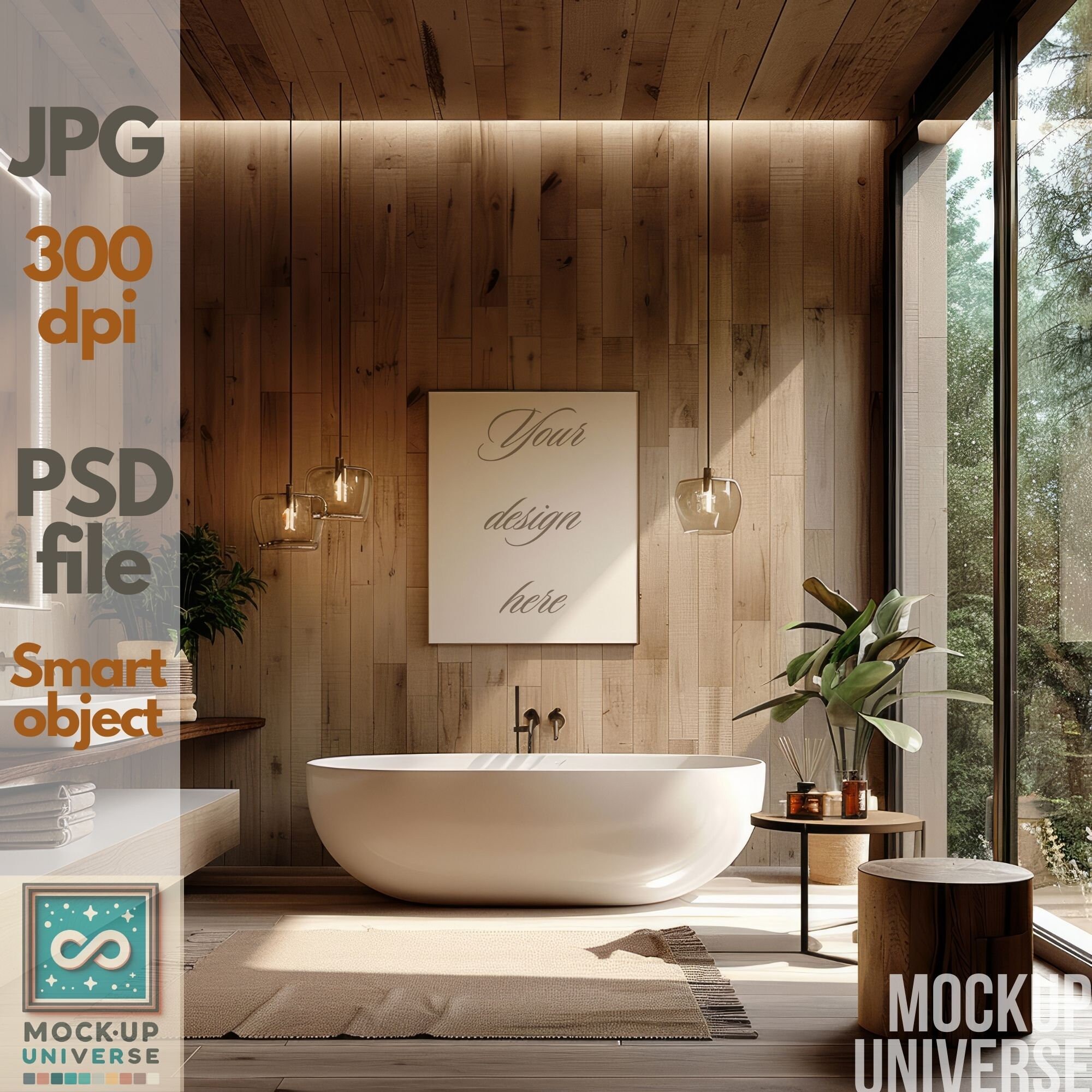 Farmhouse SPA Bathroom Frame Mockup, Minimal Bathtub Artwork Display ...