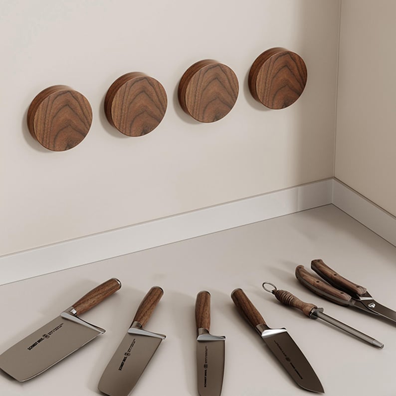 Personalized Walnut Magnetic Knife Holder Wall Mount Custom Engraved ...