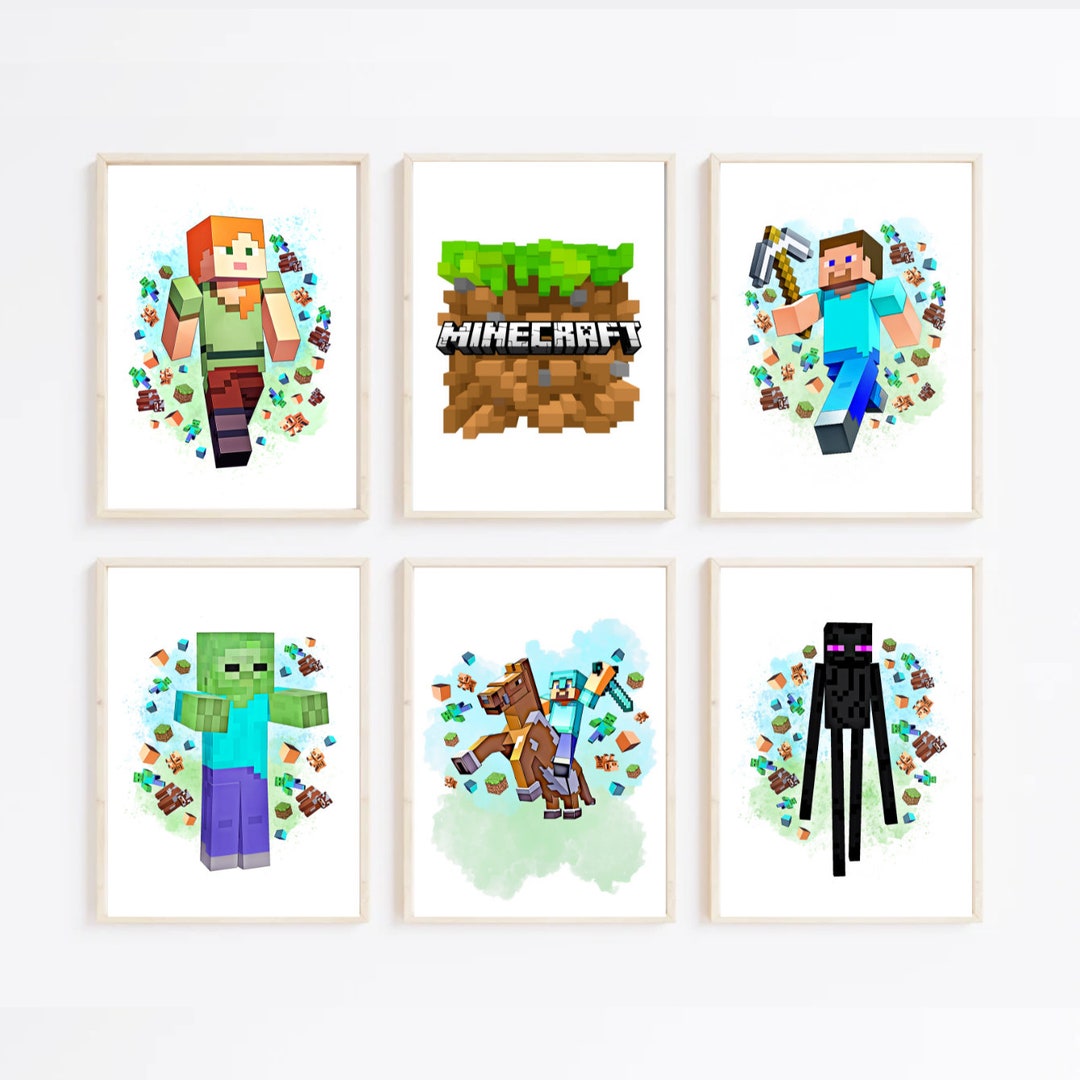 Minecraft Poster Set, Poster Print, Bedroom Decor, Minecraft Print ...