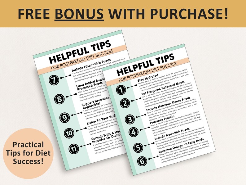 Postpartum Food List, Postpartum Diet PDF, What Foods to Eat After ...