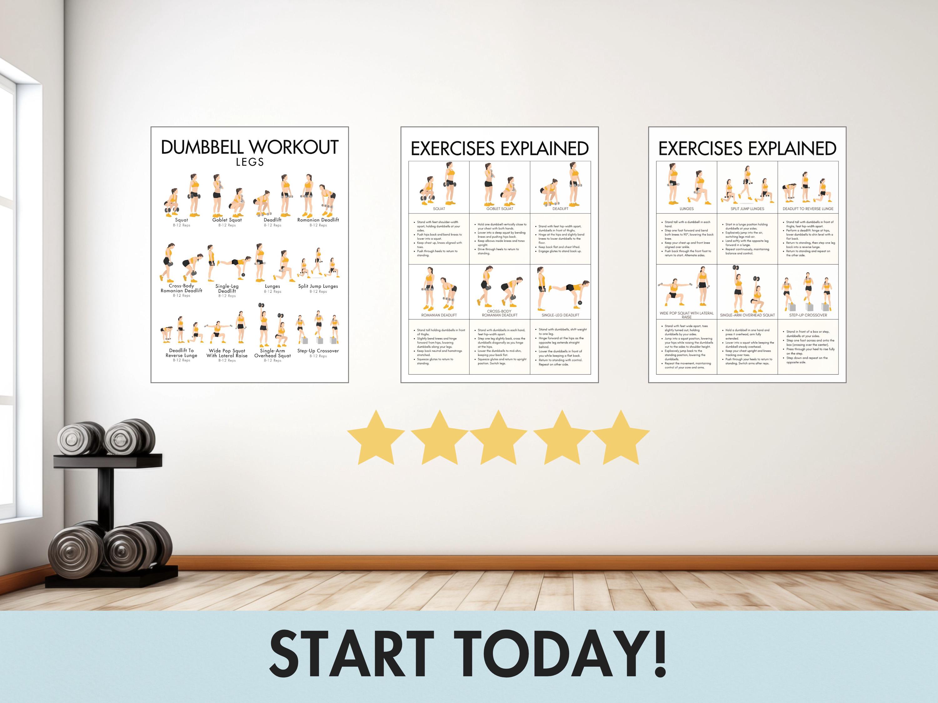 Dumbbell Leg Work Out (PDF), DB Exercises for Legs - Printable Routine ...