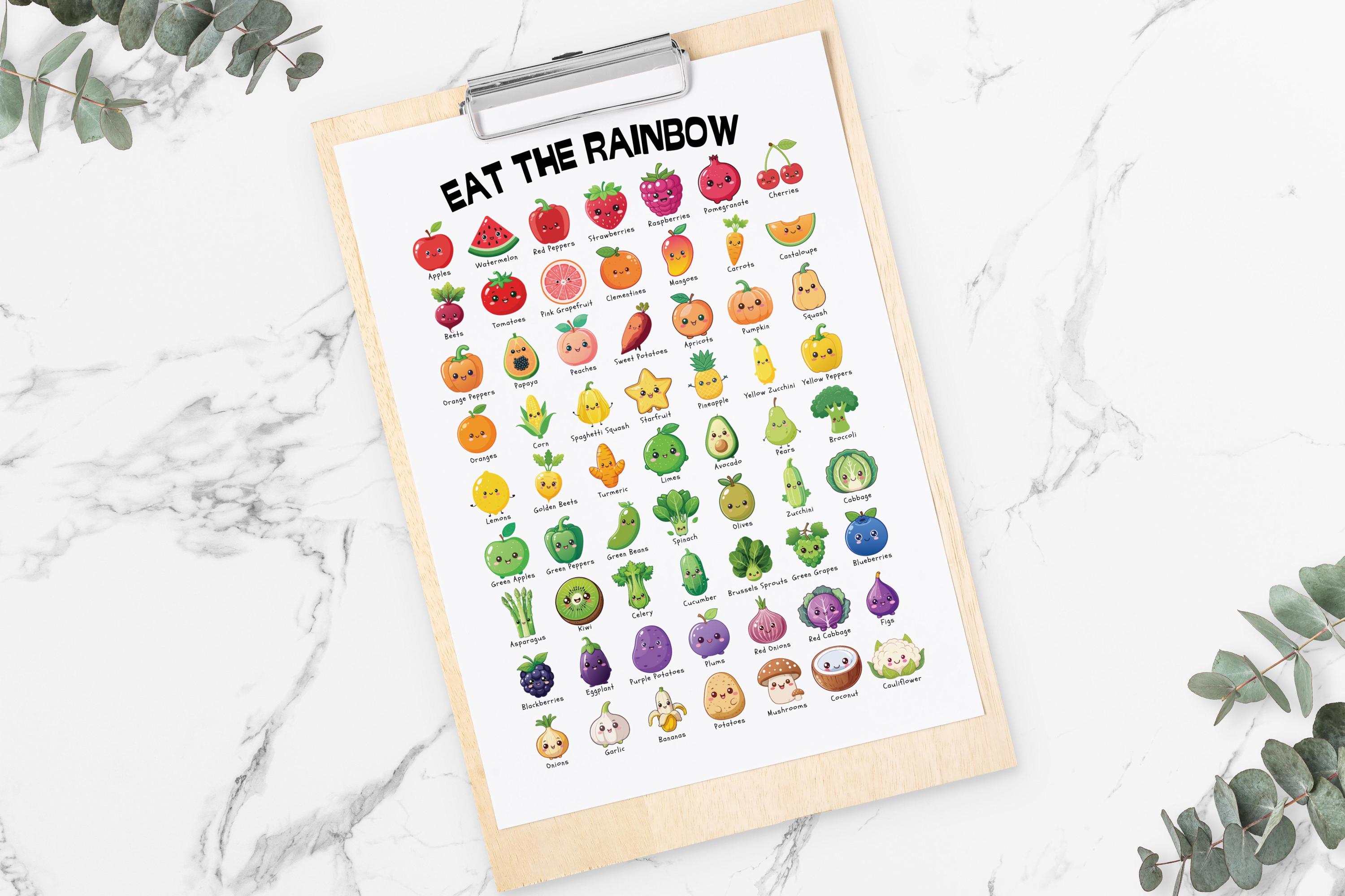 Eat the Rainbow Chart, Eat the Rainbow PDF, Incorporate Colorful Fruits ...