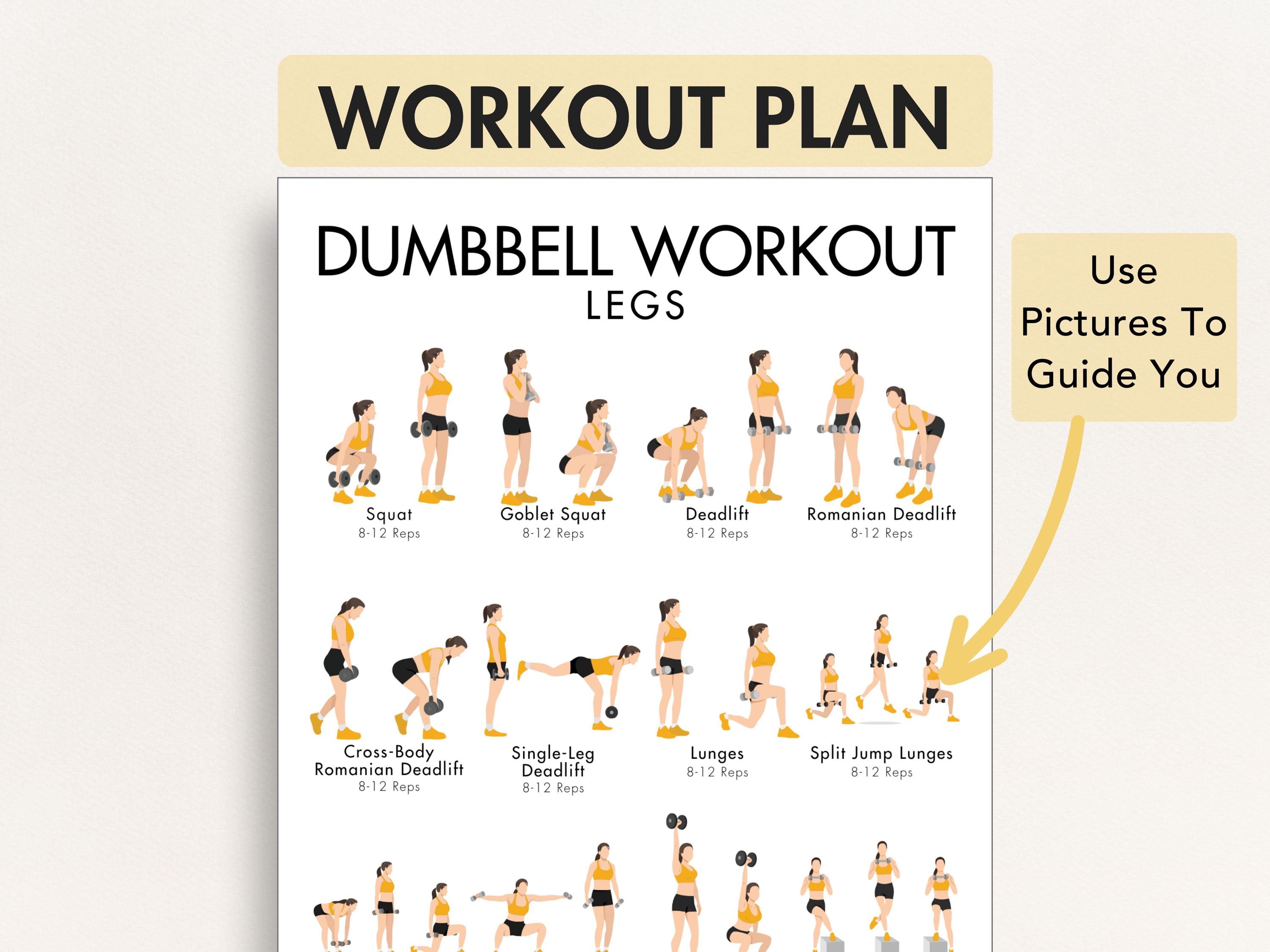 Dumbbell Leg Work Out (PDF), DB Exercises for Legs - Printable Routine ...