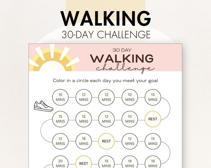 30-day Walking Challenge, Printable PDF, Walking Fitness Tracker in 8 ...