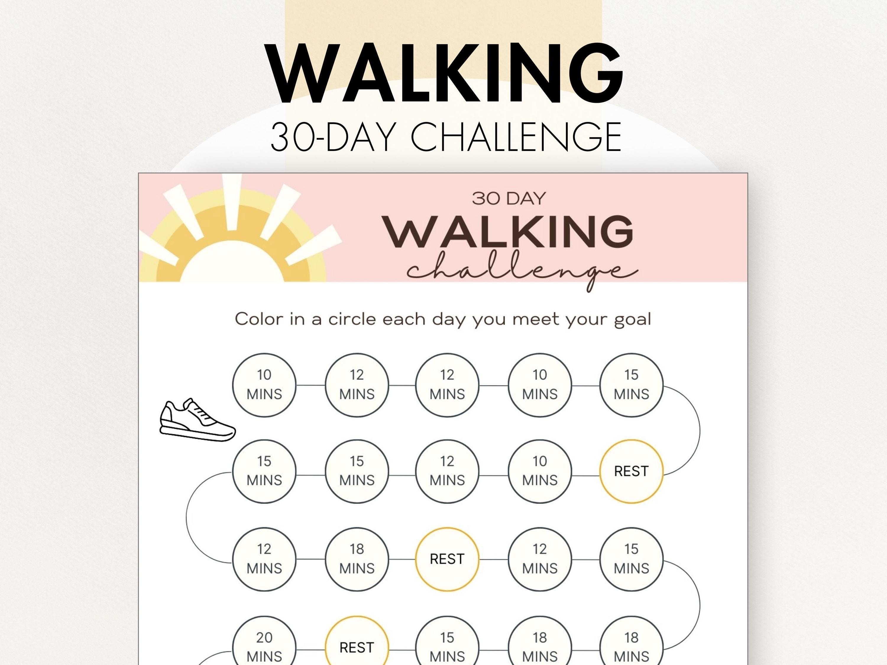 30-day Walking Challenge, Printable PDF, Walking Fitness Tracker in 8 ...