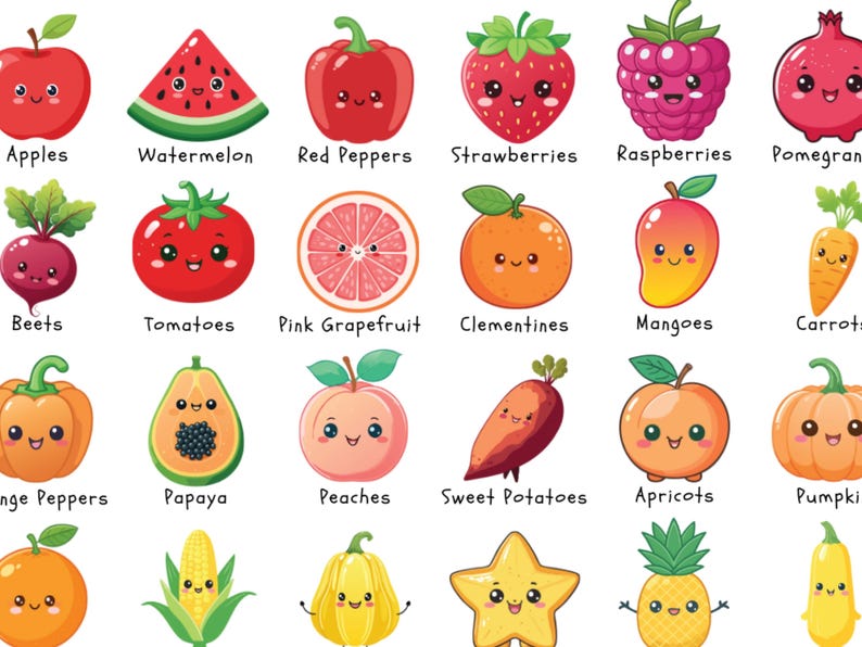 Eat the Rainbow Chart, Eat the Rainbow PDF, Incorporate Colorful Fruits ...