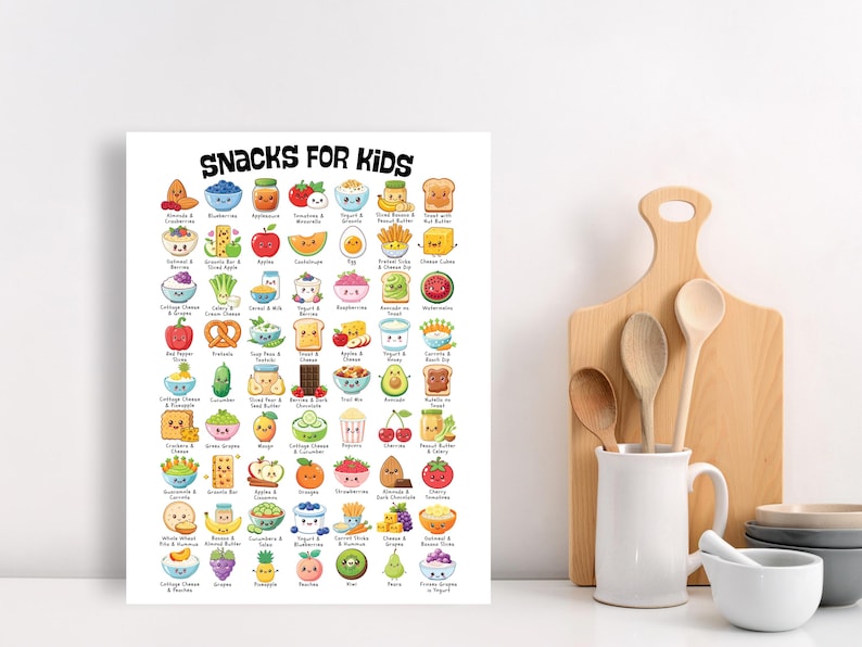 Healthy Snacks for Kids Poster, Quick Snacks for Kids, PDF, Fun and ...