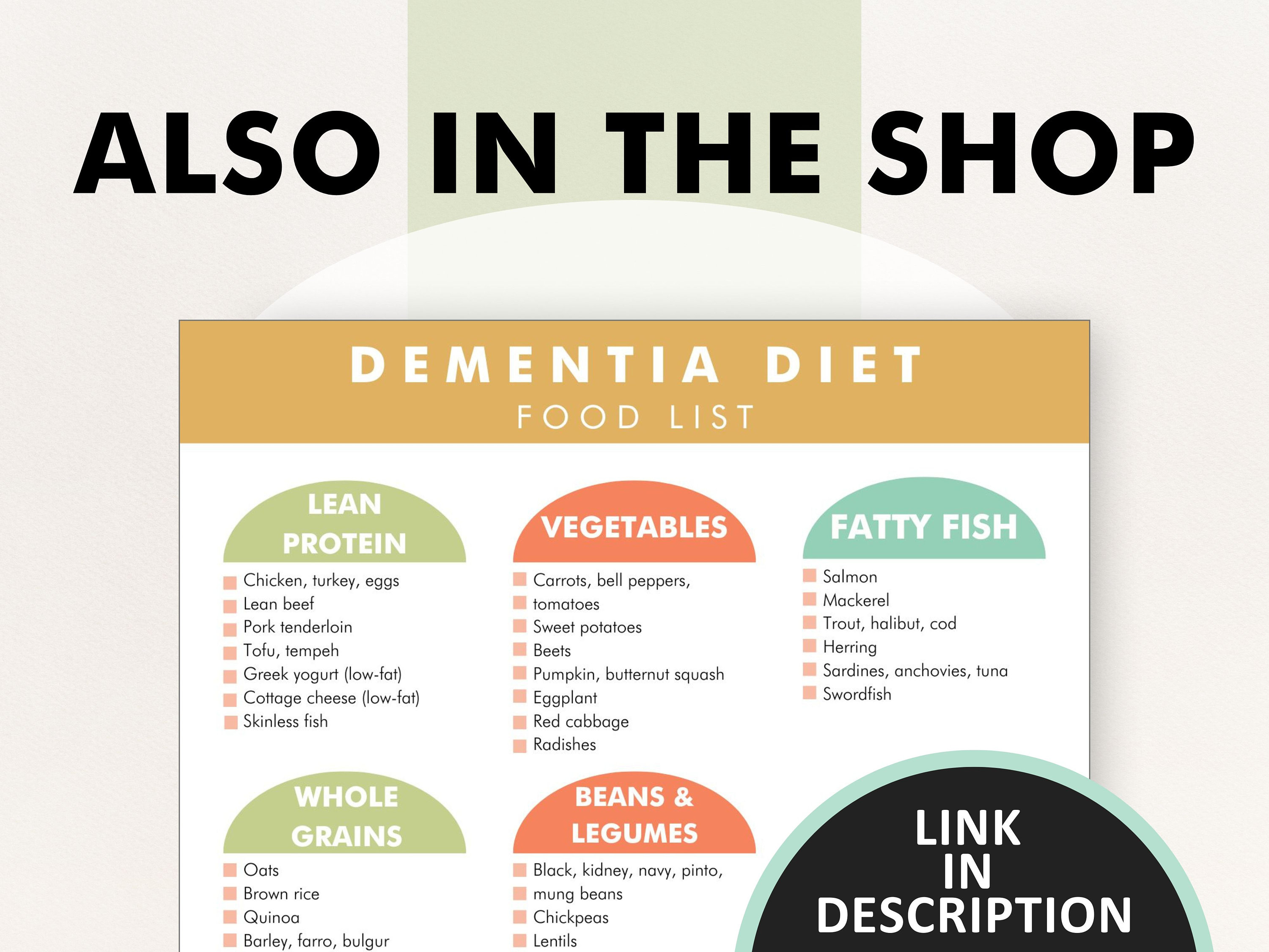 Dementia Diet PDF, Dementia Food Chart, Dementia Dietary Management Aid ...