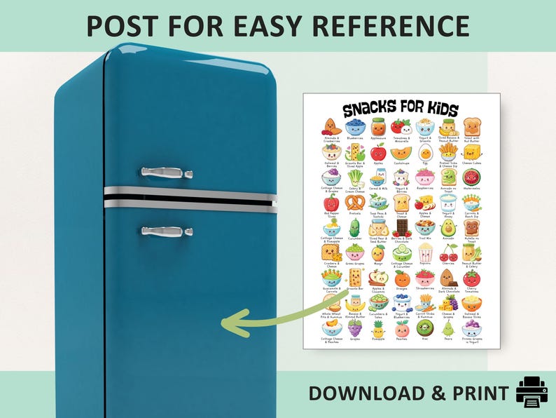 Healthy Snacks for Kids Poster, Quick Snacks for Kids, PDF, Fun and ...
