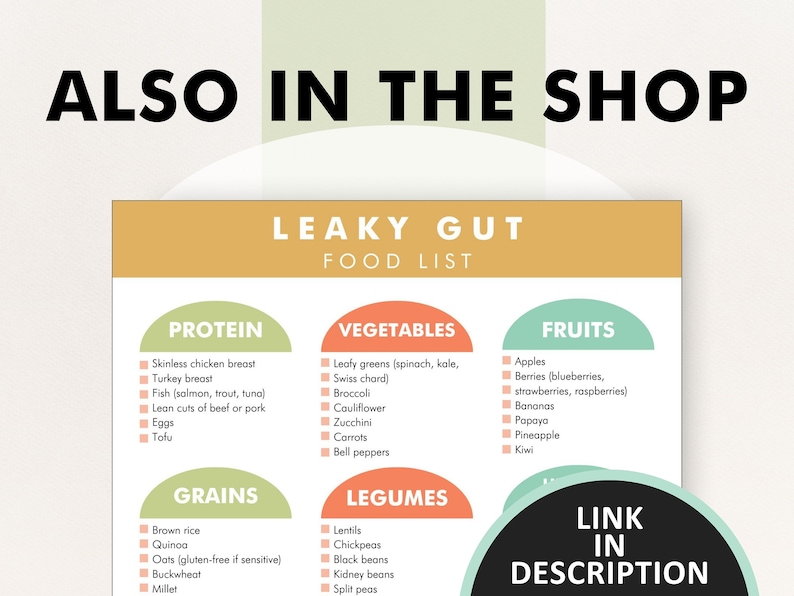Leaky Gut Diet Foods List, Leaky Gut Diet PDF, Printable Chart, Helps ...