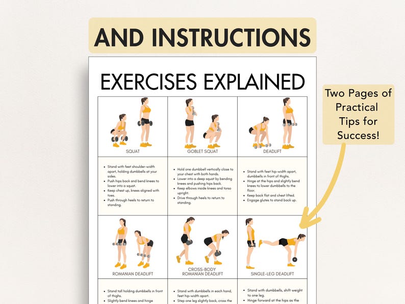 Dumbbell Leg Work Out (PDF), DB Exercises for Legs - Printable Routine ...