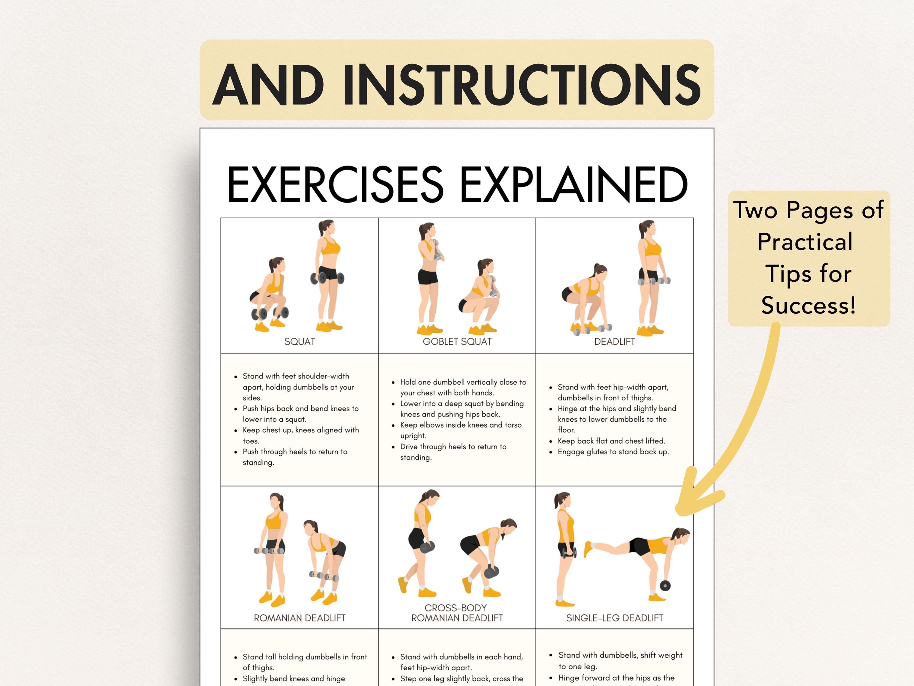 Dumbbell Leg Work Out (PDF), DB Exercises for Legs - Printable Routine ...