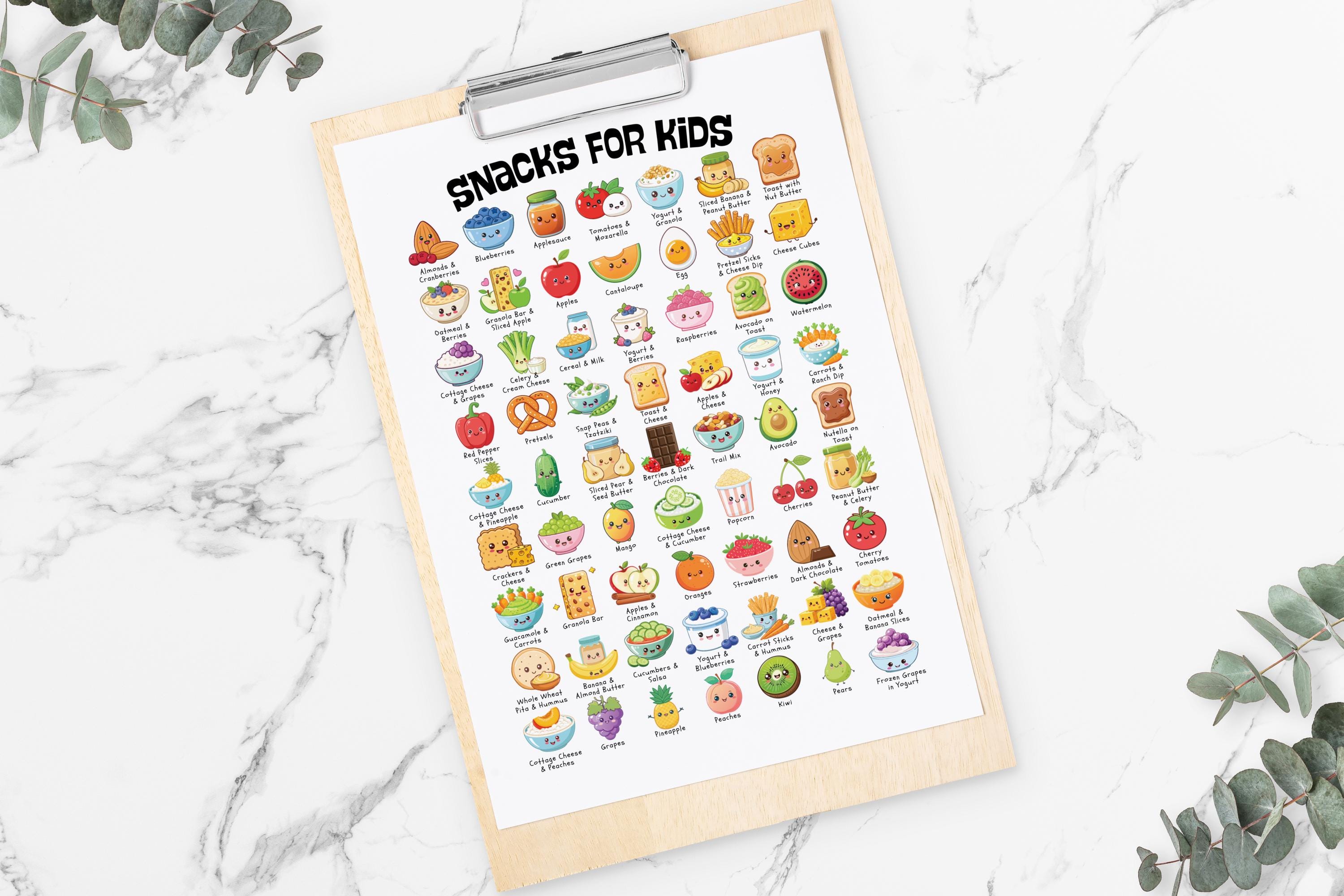 Healthy Snacks for Kids Poster, Quick Snacks for Kids, PDF, Fun and ...