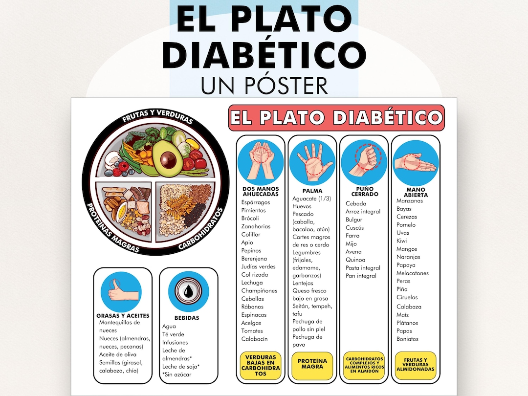 Diabetic Plate for Portion Control in Spanish, Food Chart for Diabetics ...