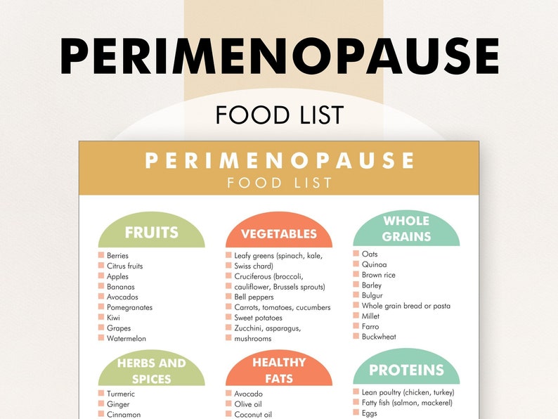 Perimenopause Diet Food List, Perimenopause Friendly Diet List, Foods ...