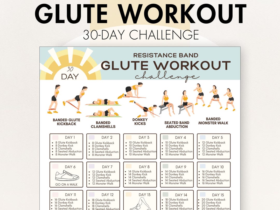 Resistance Band Glute Workout Challenge, Resistance Band Exercises for ...