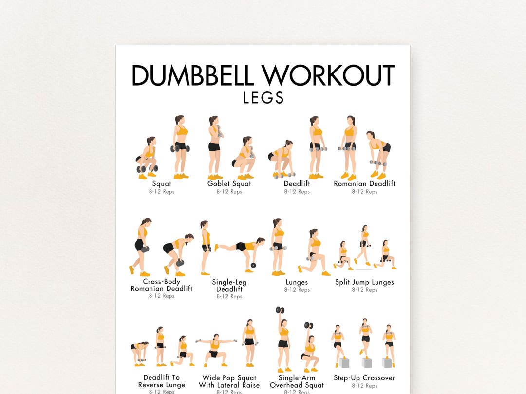 Dumbbell Leg Work Out (PDF), DB Exercises for Legs - Printable Routine ...