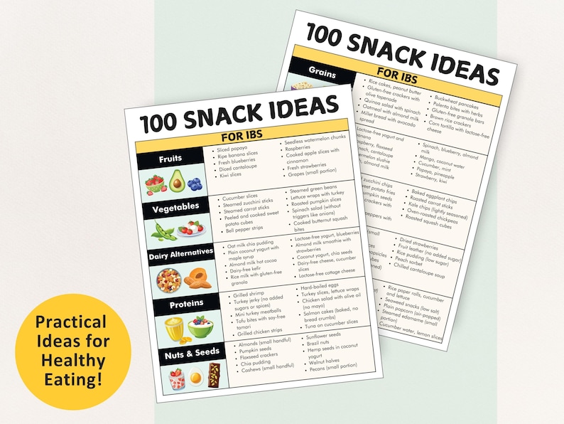 IBS Snack List, Snacks for IBS, Printable, Use as Part of an IBS Meal ...
