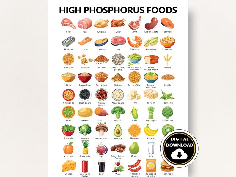 Foods High in Phosphorus Poster, High Phosphorus Foods to Avoid, Food ...