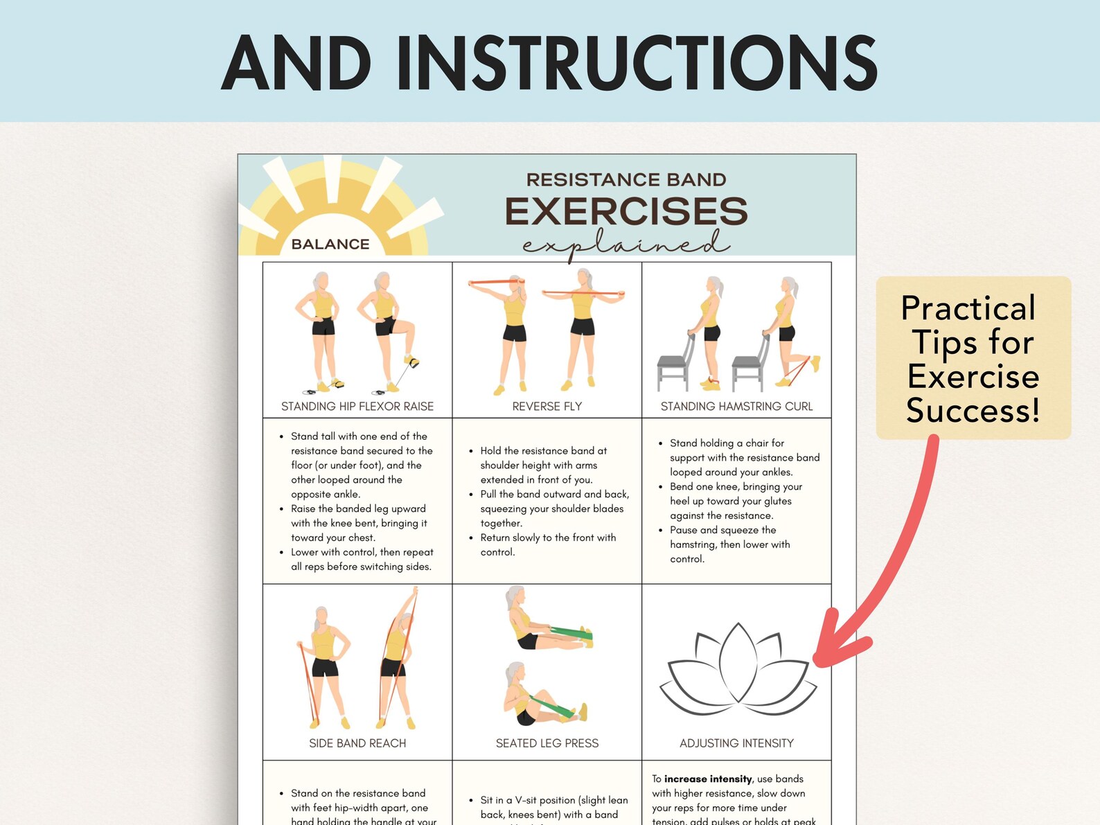 Resistance Band Exercises for Seniors, Printable Stretch Band Routine ...