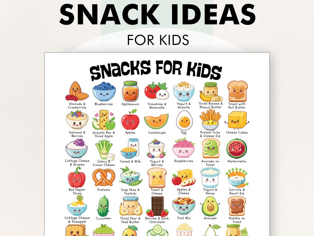 Healthy Snacks for Kids Poster, Quick Snacks for Kids, PDF, Fun and ...