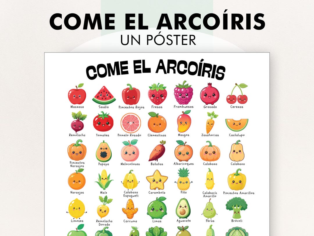 Spanish Eat the Rainbow Chart, Come El Arcoíris PDF, Printable Poster ...