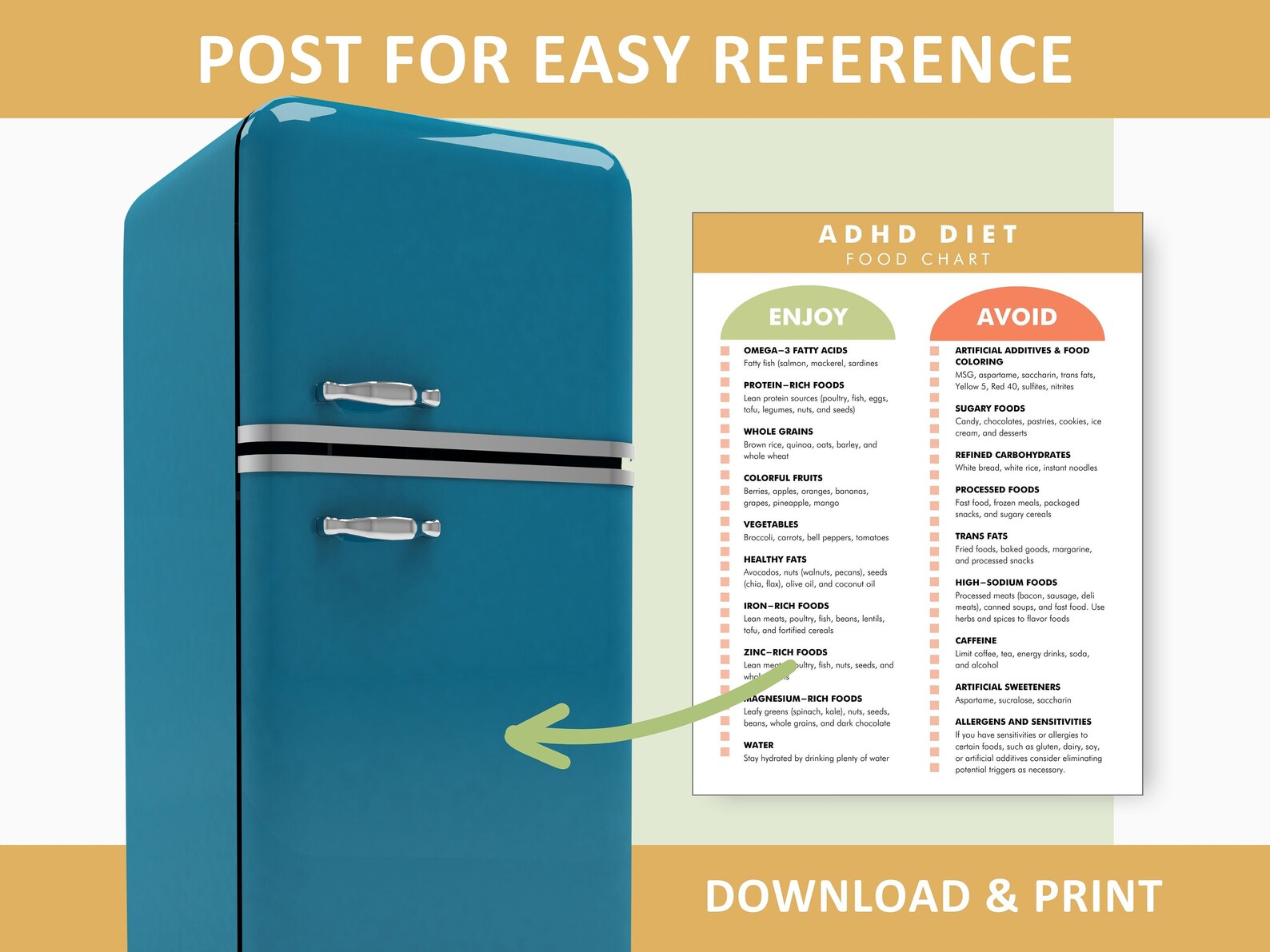 ADHD Diet Plan, ADHD Diet Chart, ADD Food List - Download and Print to ...