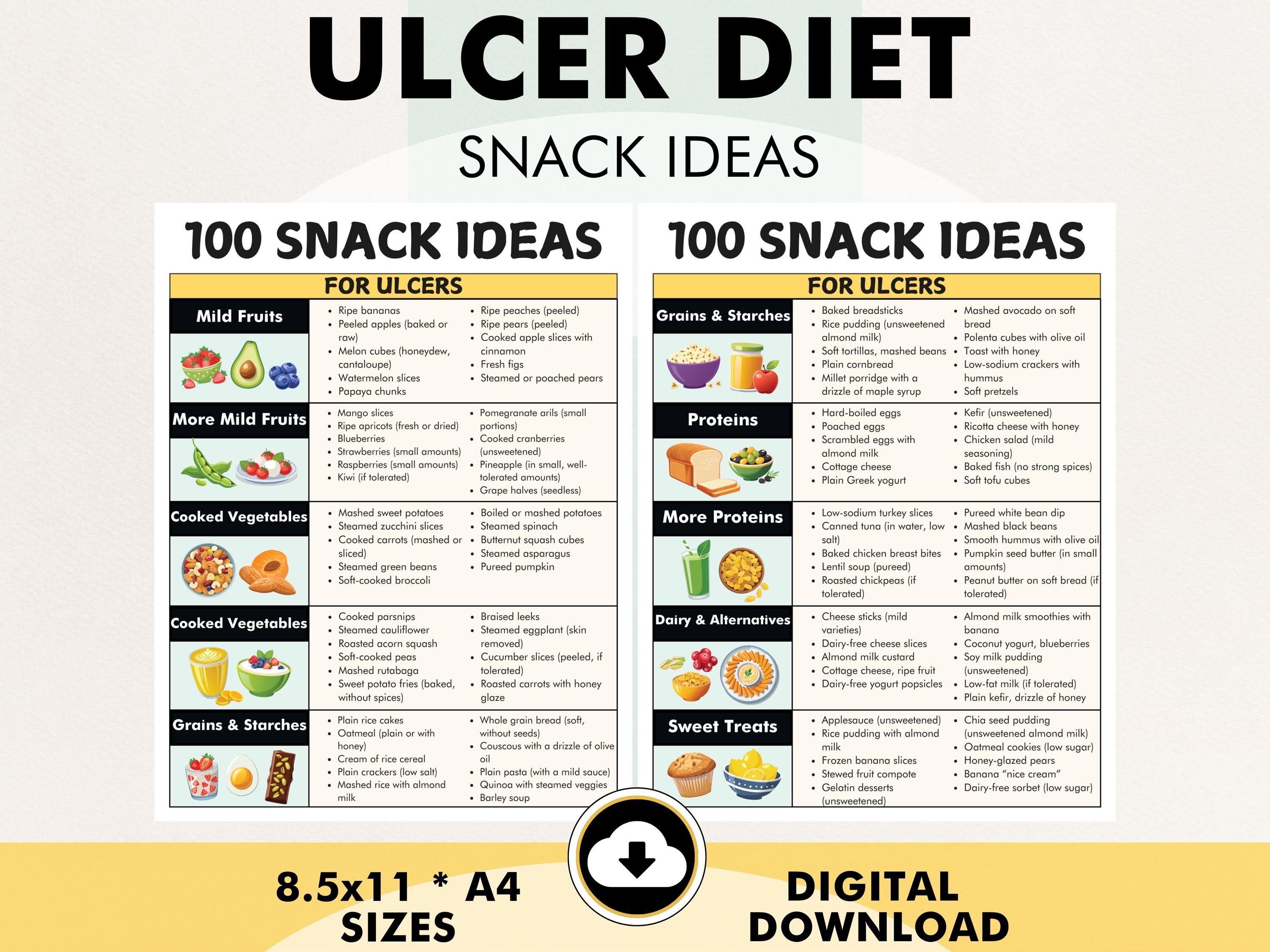 Ulcer Diet - Snacks, Ulcers Snacks List PDF, Stomach Ulcer Diet Ideas ...