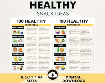 Healthy Snack Ideas, Snack Recipes - PDF to Download and Print - A List of Simple Snacks for ...