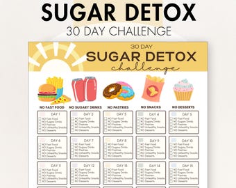 No Sugar Diet Challenge, 30-day Challenge, Sugar Detox Diet, Printable ...