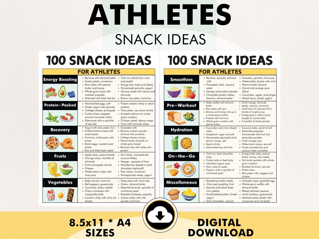 Athlete Snack List, 100 Athlete's Snacks, Snacks for an Athlete ...
