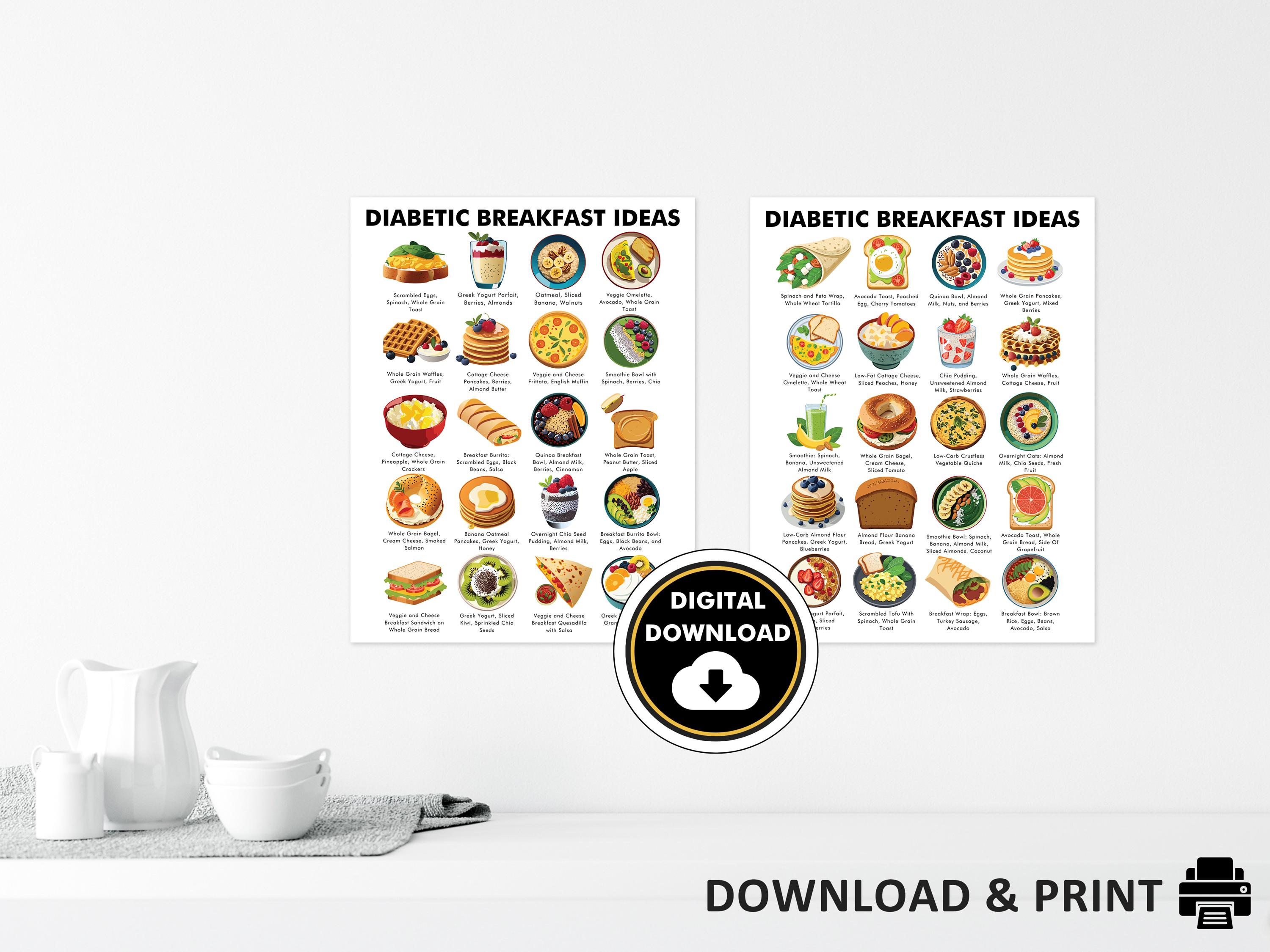 Diabetic Breakfast Ideas, Breakfast Food for Diabetics, Printable PDF ...