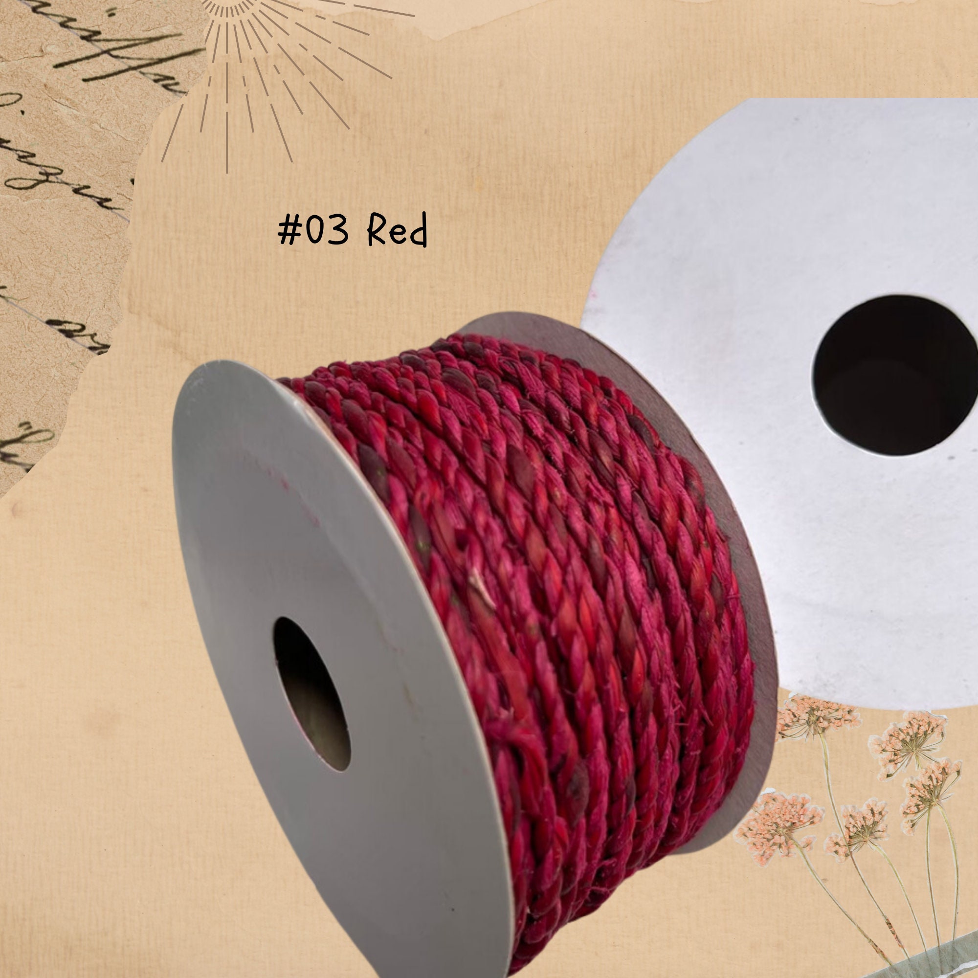 Natural Water Hyacinth Twisted Rope 10 Yards, Variety of 5 Colors 3mm ...