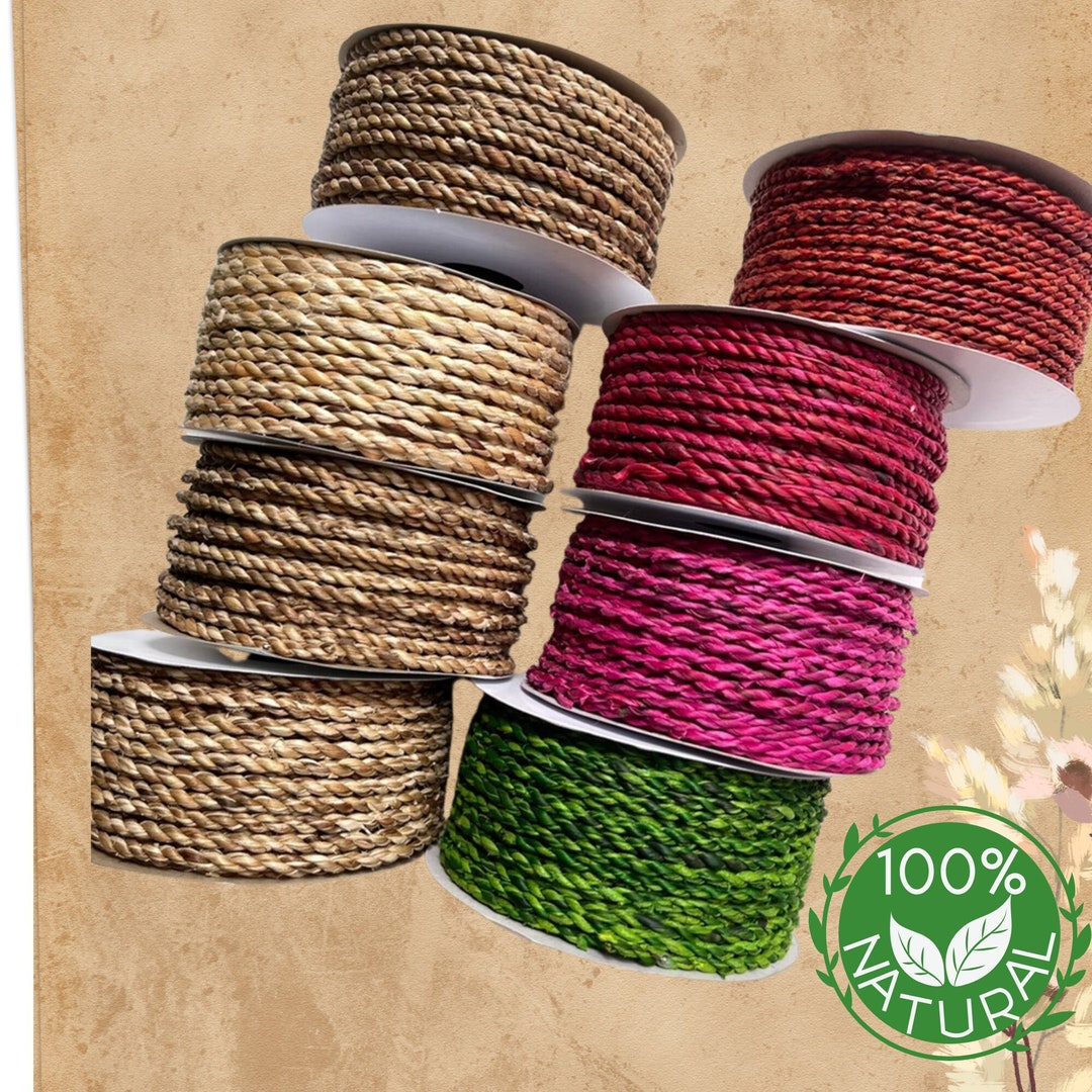 Natural Water Hyacinth Twisted Rope 10 Yards, Variety of 5 Colors 3mm ...