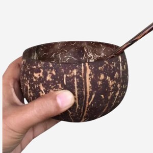 Handcrafted Pot Shaped Coconut Shell Serving Bowl With Wooden Spoon ...