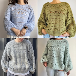 Rosemarie Sweater Crochet PDF Pattern | Lacy Oversized Pullover, Delicate Jumper, Tee | Tutorial ...