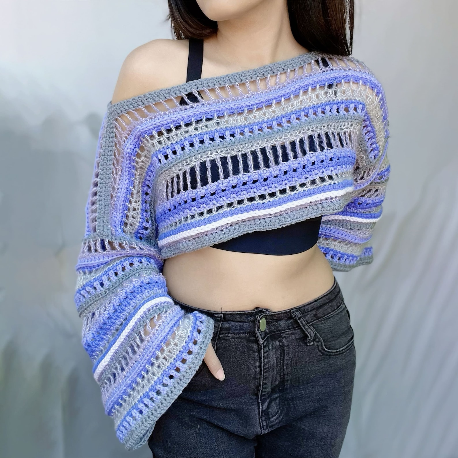 Aurora 3-in-1 Sweater Crochet PDF Pattern Made-to-measure Stripped ...