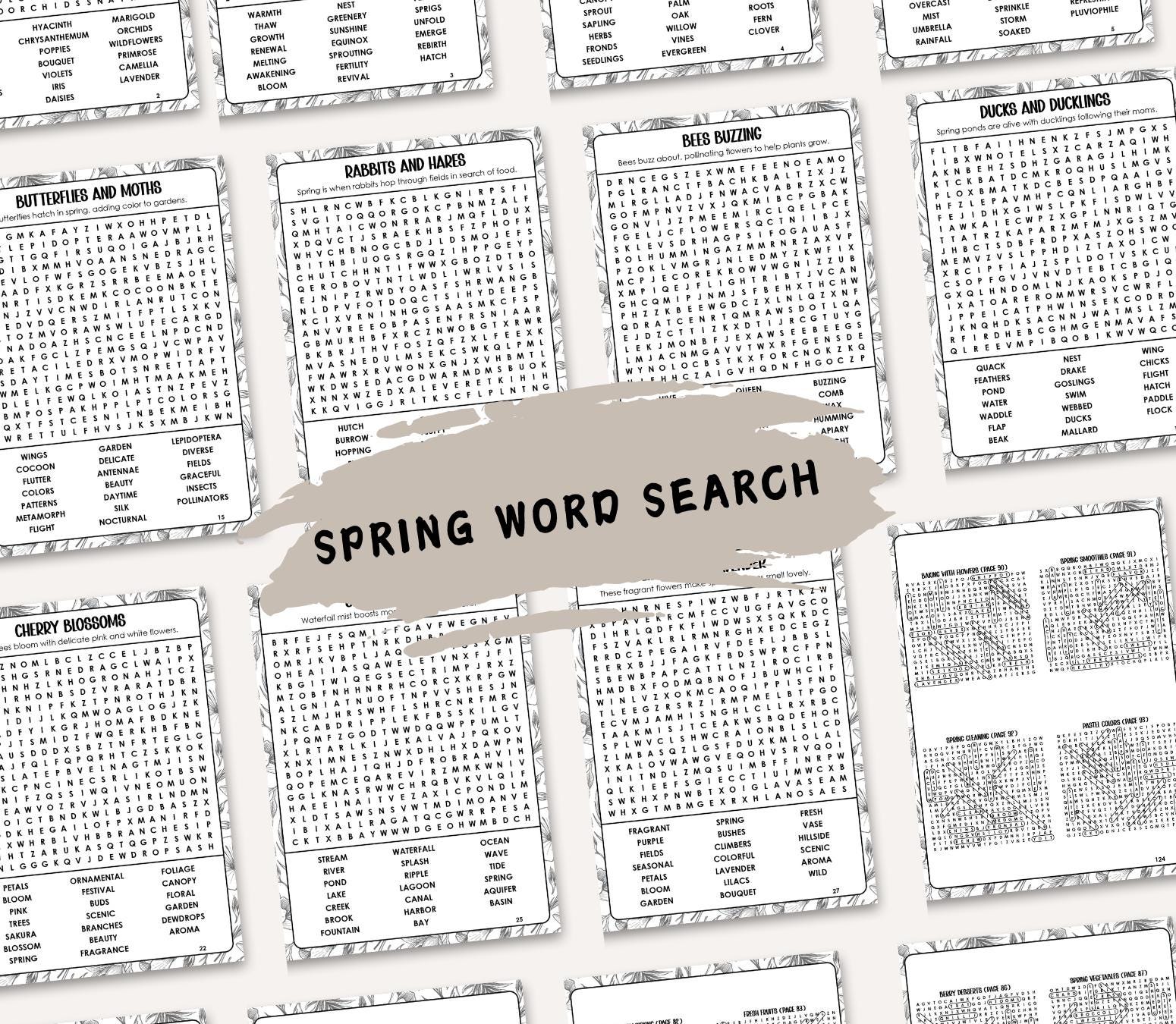 100 Printable Spring Word Searches | Digital Print Spring Word Puzzle ...