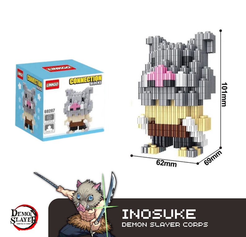 Demon Slayer Minifigure Building Kit Tanjiro, Nezuko and Inosuke ...